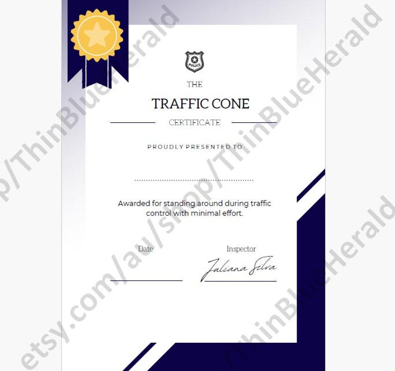 Funny Police Awards | Printable Certificate for Coworker | Dark Humour ...