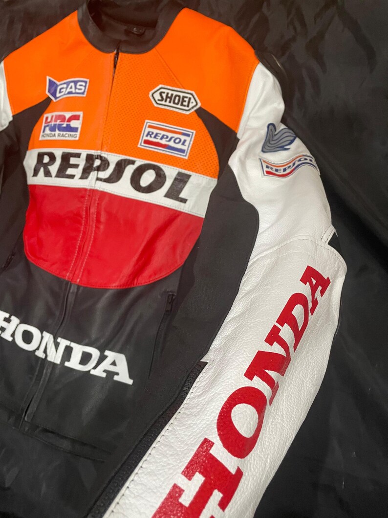 Honda Repsol Racing Motorcycle Biker Genuine Cowhide Leather Riding ...