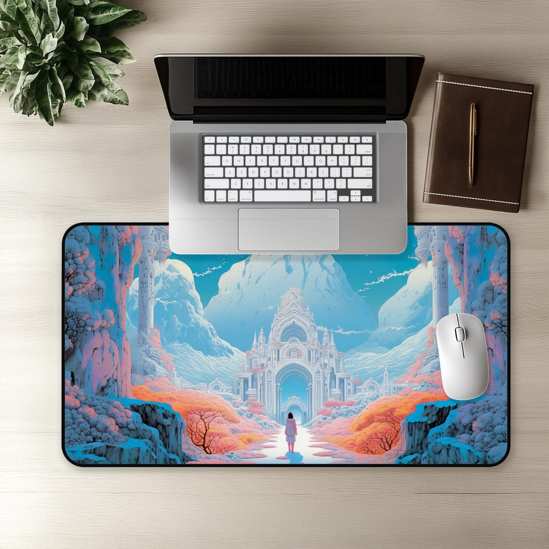 Fantasy Castle Mountain Anime Desk Mat Gift for Gamer, Unique Gift for ...