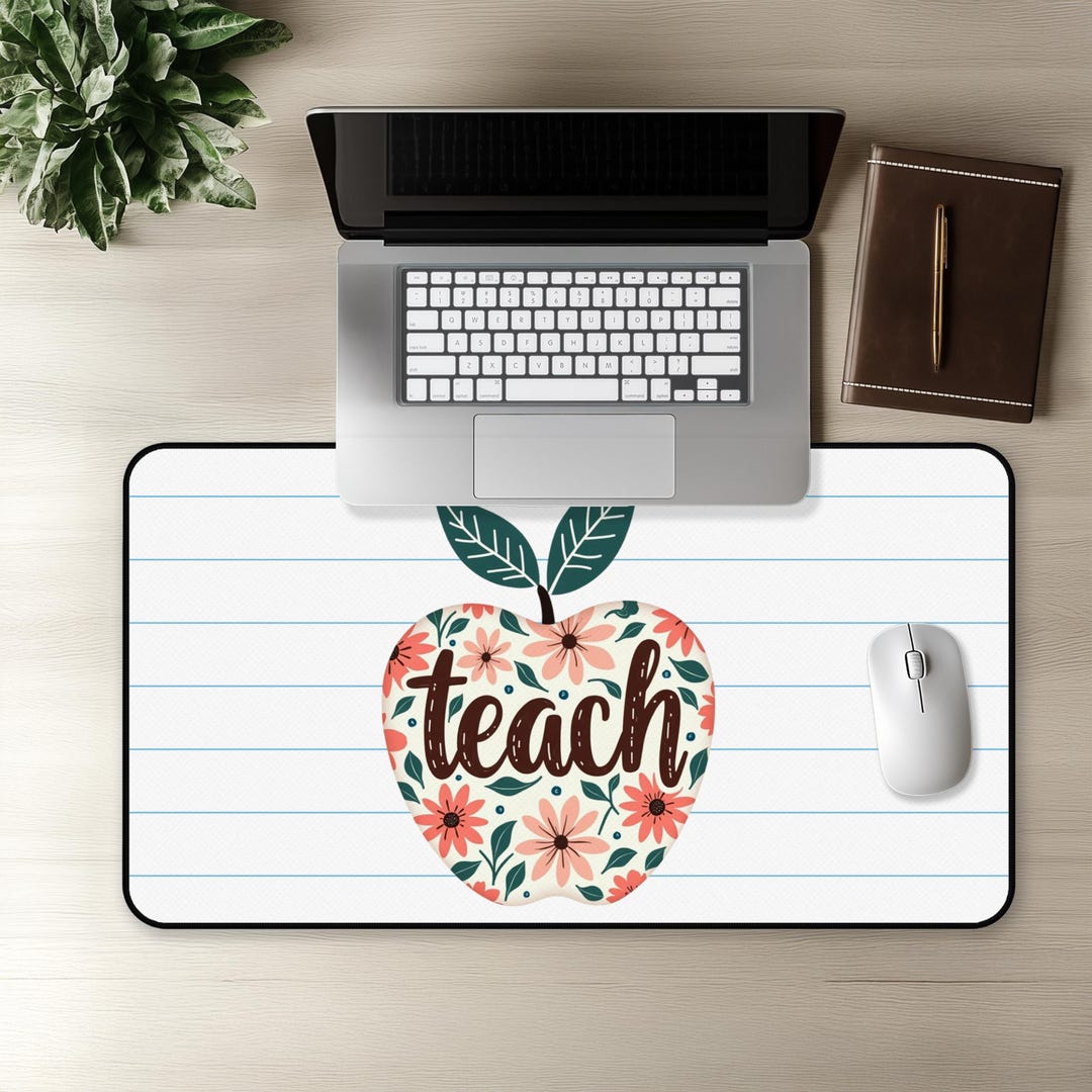 Teach Apple Desk Mat, Back to School Desk Mat, Unique Mouse Pad Gift ...