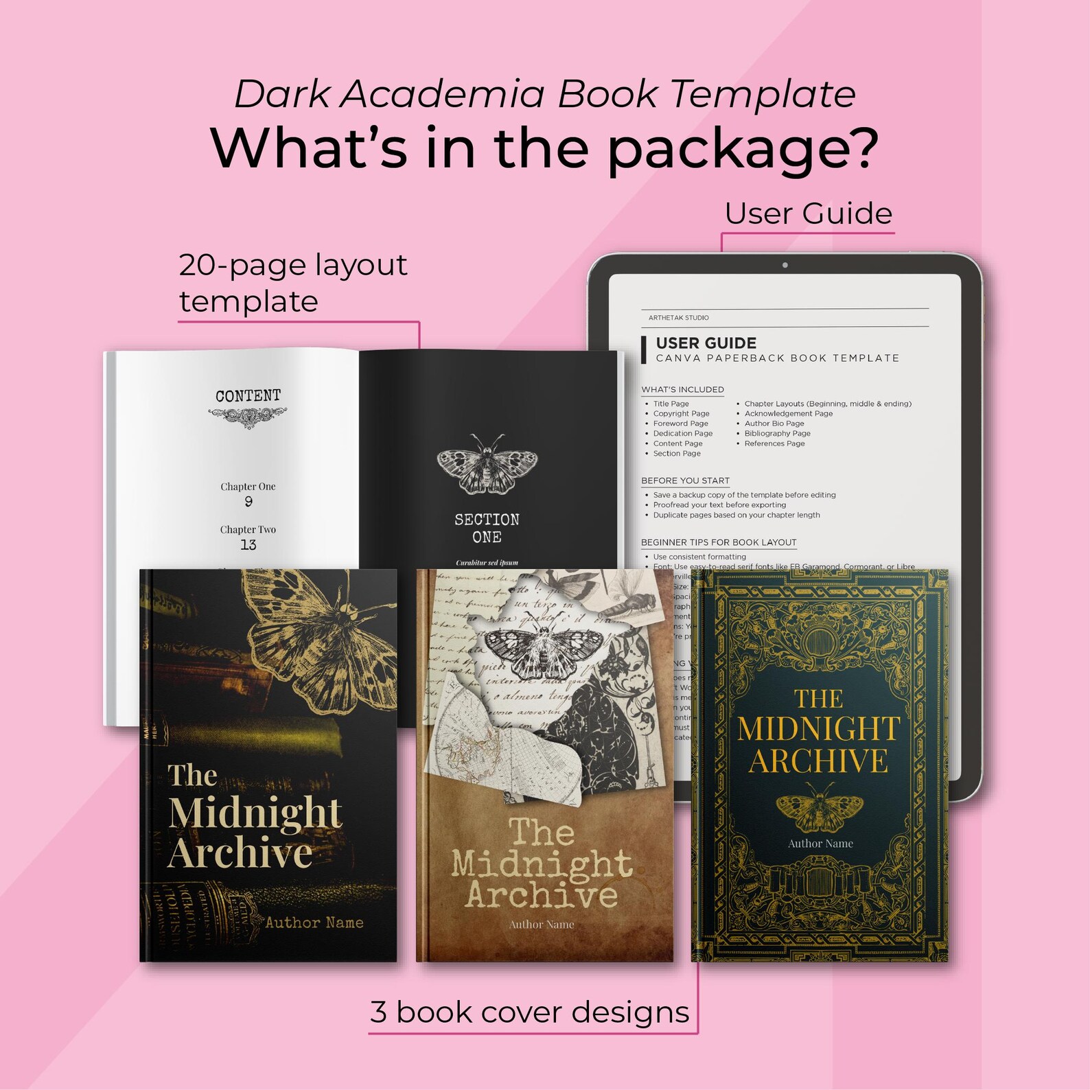 Canva Book Template for Fiction, 6x9 Book Template, Dark Academia ...