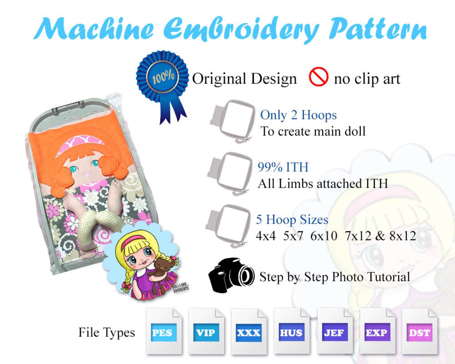 Teddy Embroidery Machine ITH Pattern Memory Bear Stuffie Plush ...