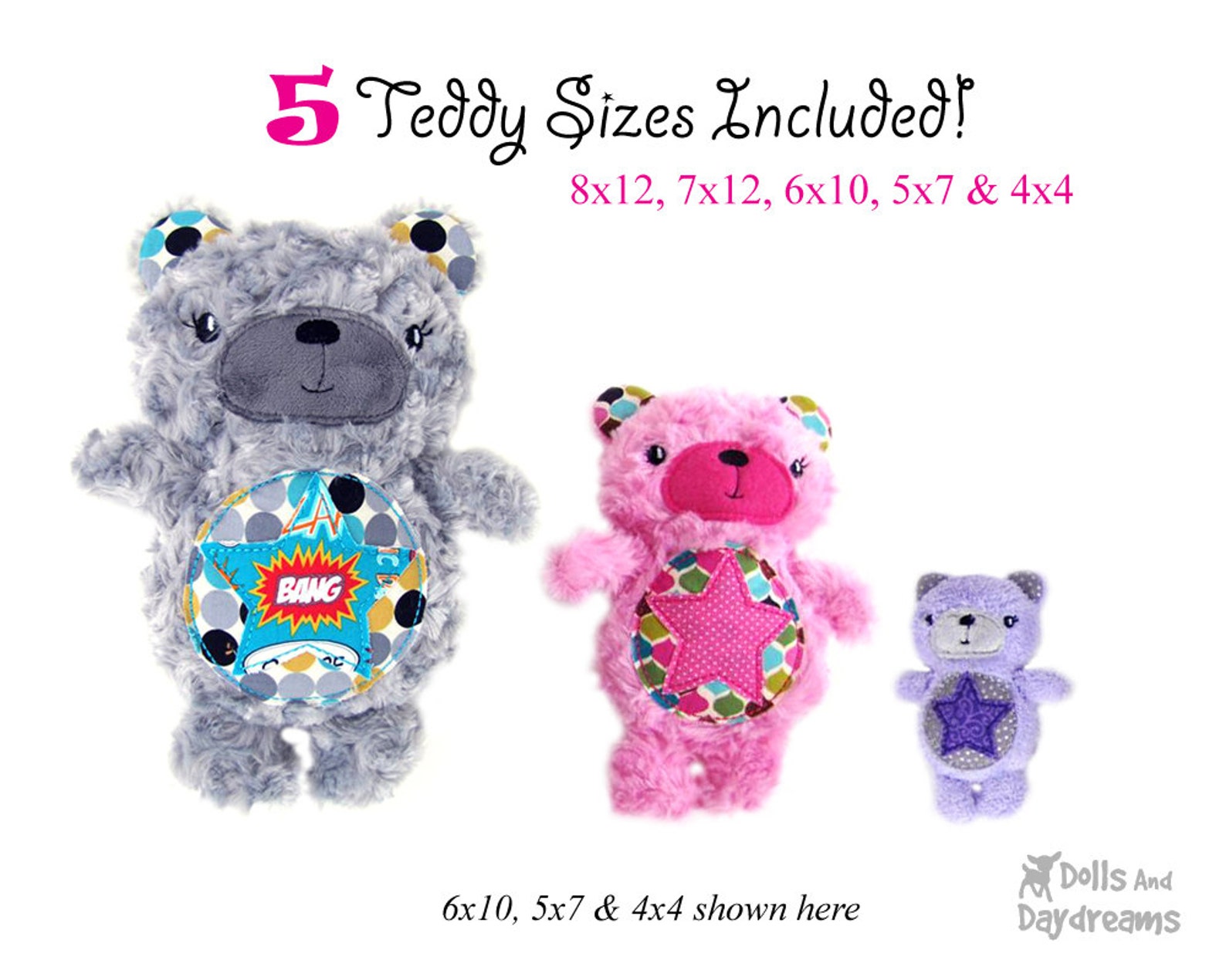 Teddy Embroidery Machine ITH Pattern Memory Bear Stuffie Plush ...