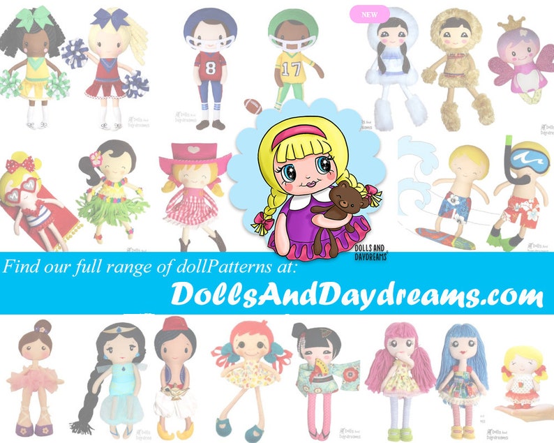 Button Joint Doll PDF Sewing Pattern Easy Rag Doll Cloth Dolly Tutorial ...