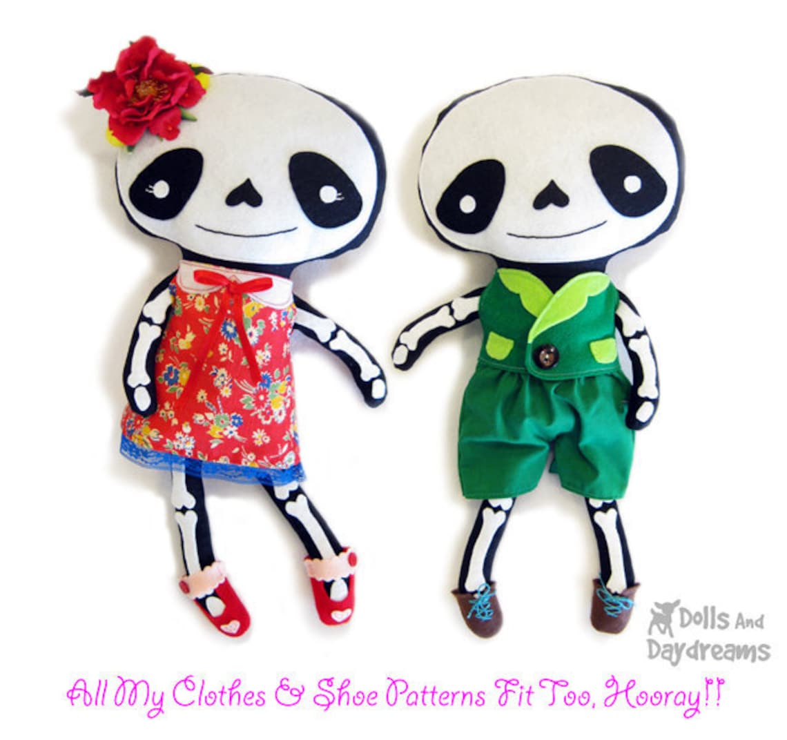 Skeleton Doll PDF Sewing Pattern Halloween Softie Day of the Dead ...