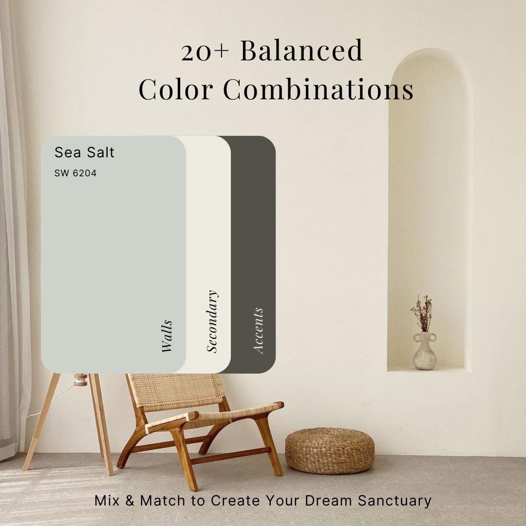 Sherwin Williams Sea Salt Paint Color Palette: Whole Home Color Scheme ...
