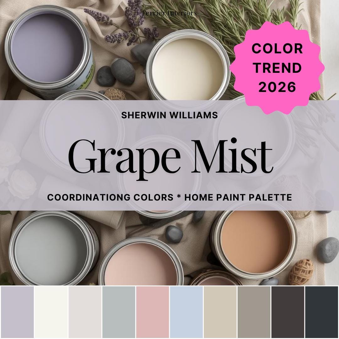 Sherwin Williams Grape Mist: Purple Paint Color Palette 2026 Trending ...