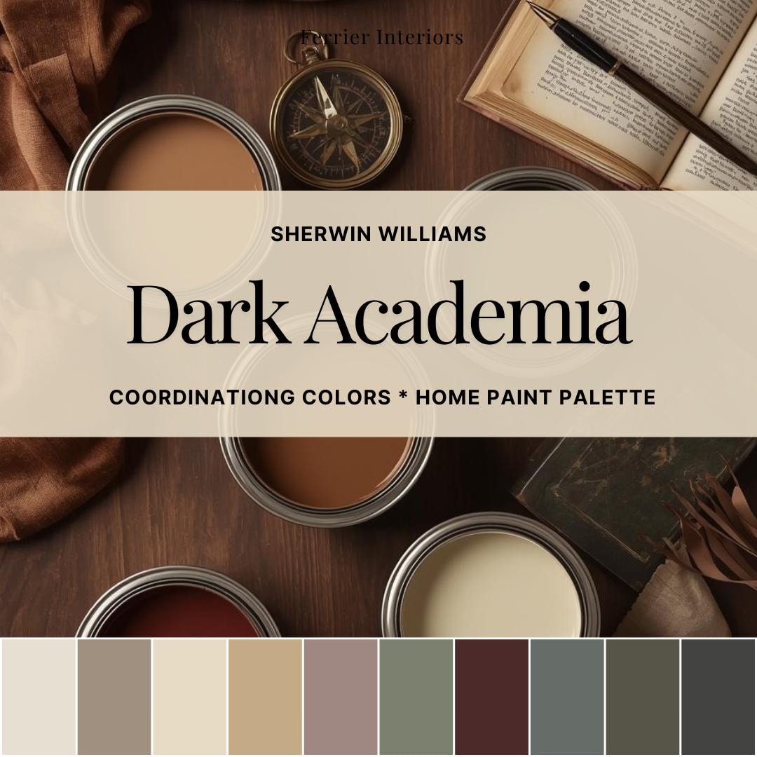 Dark Academia Color Palette: Sherwin Williams Whole Home Paint Scheme ...