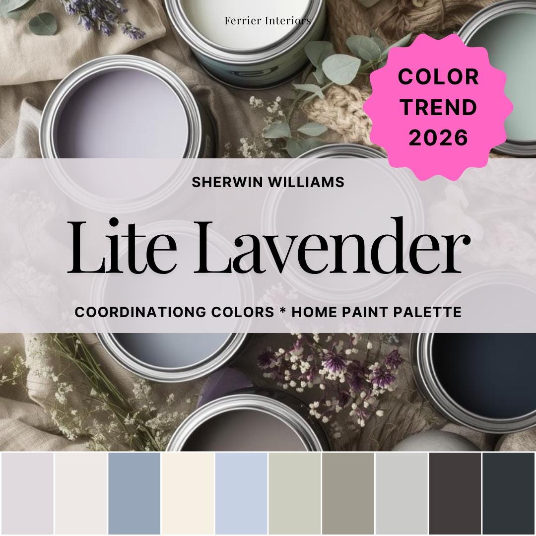 Sherwin Williams Lite Lavender: Paint Color Palette 2026 Trending Color ...
