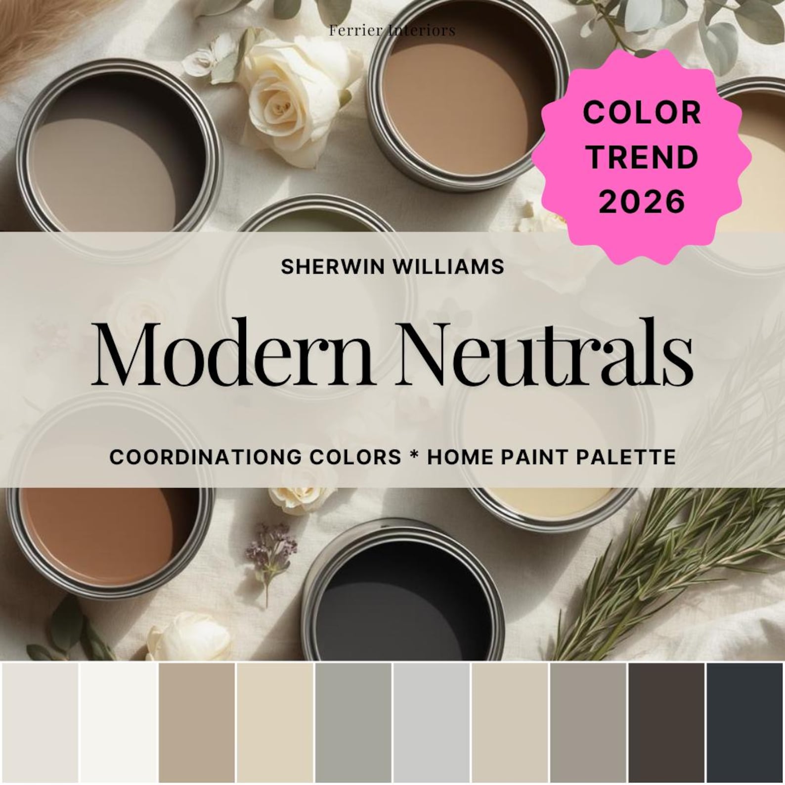 Sherwin Williams Modern Neutrals: Paint Color Palette 2026 Trending ...
