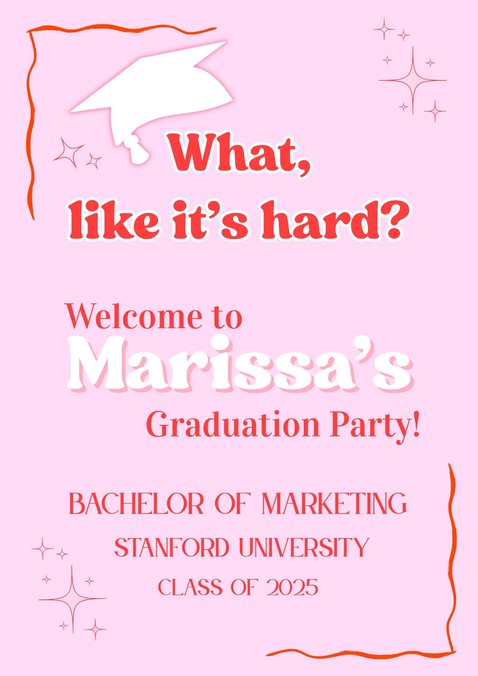 Funny Graduation Welcome Sign: Red & Pink, Editable Template (digital ...
