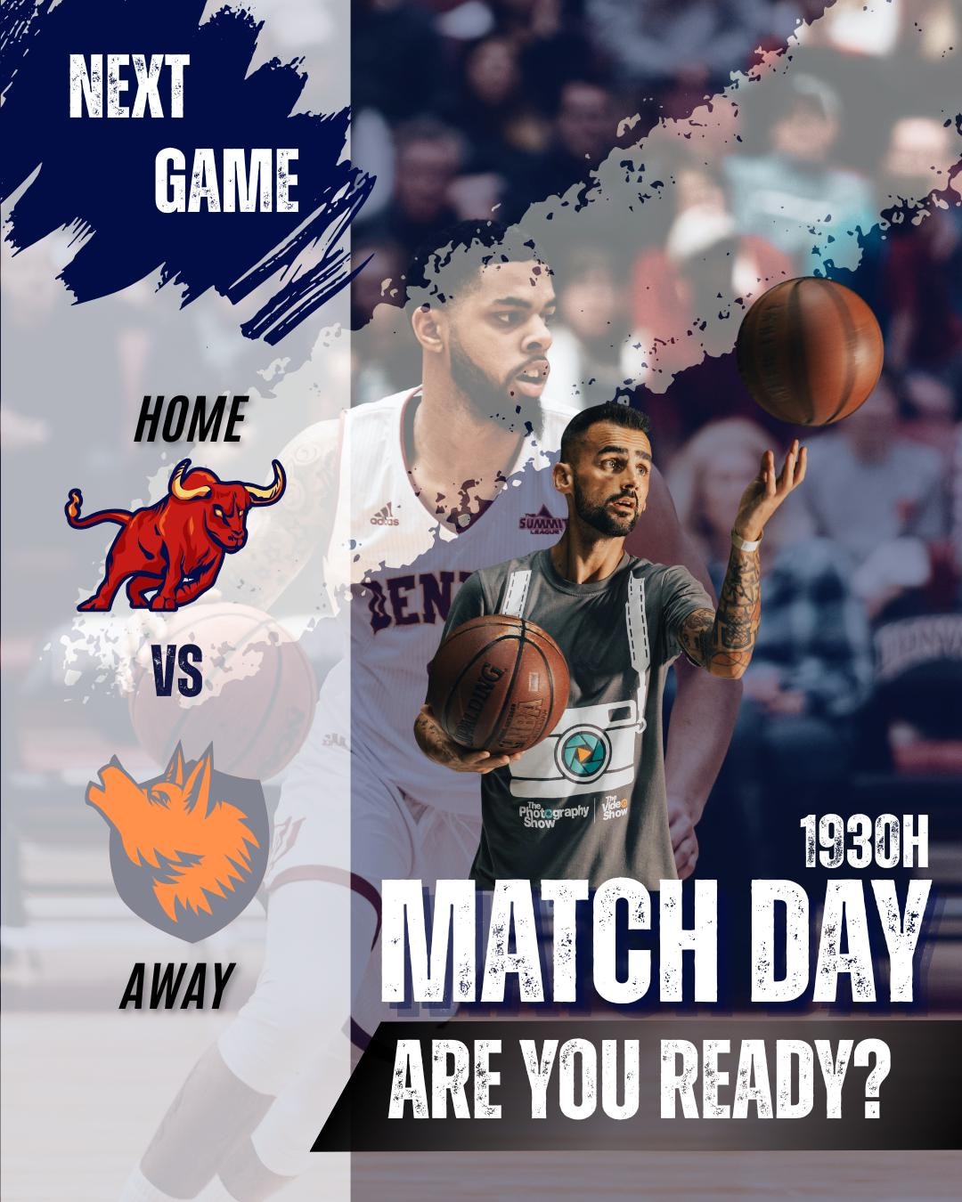 Editable Sports Match Day Poster Template | Blue and White Game Day ...