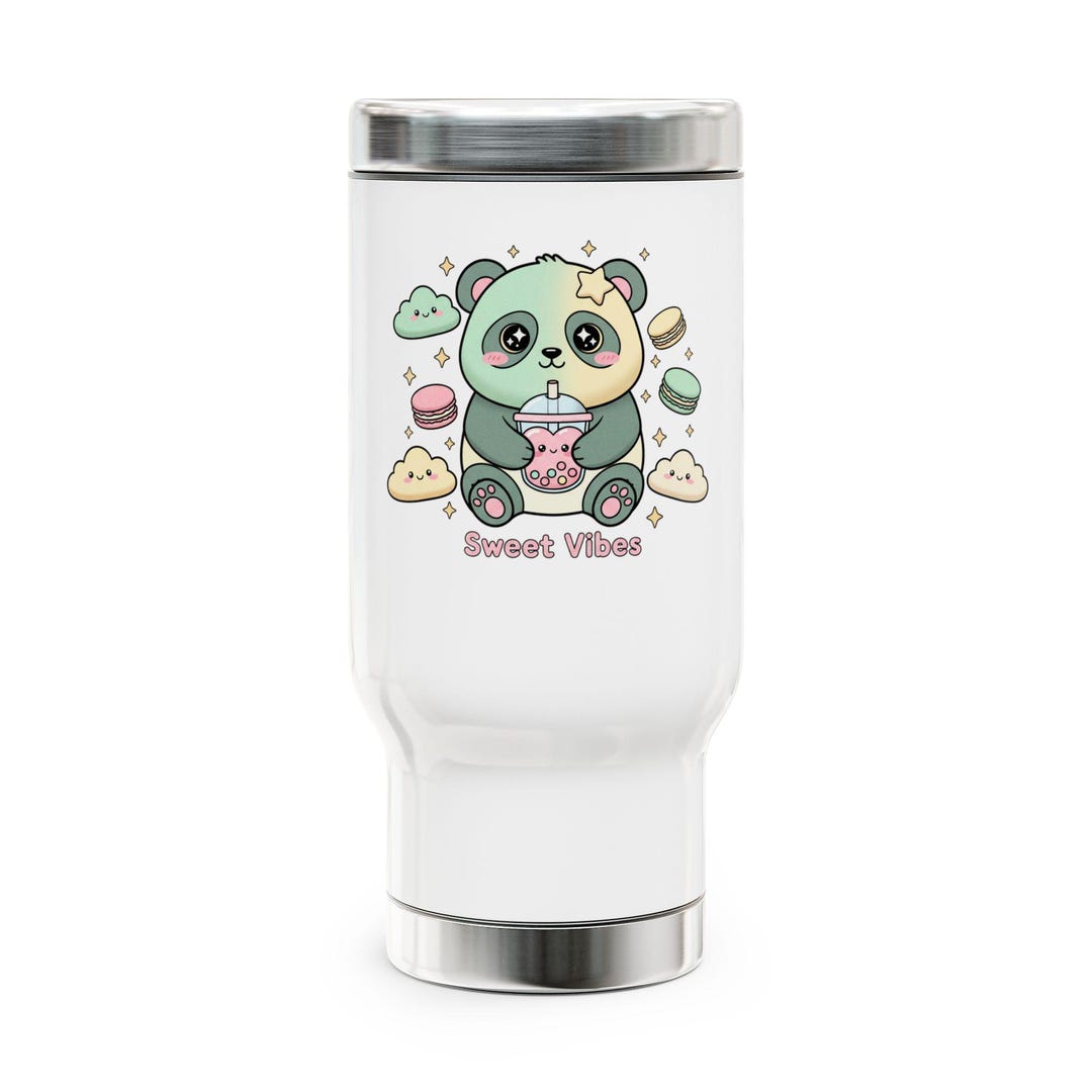 Kawaii Panda With Bubble Tea Travel Mug | Sweet Vibes 14oz - Etsy