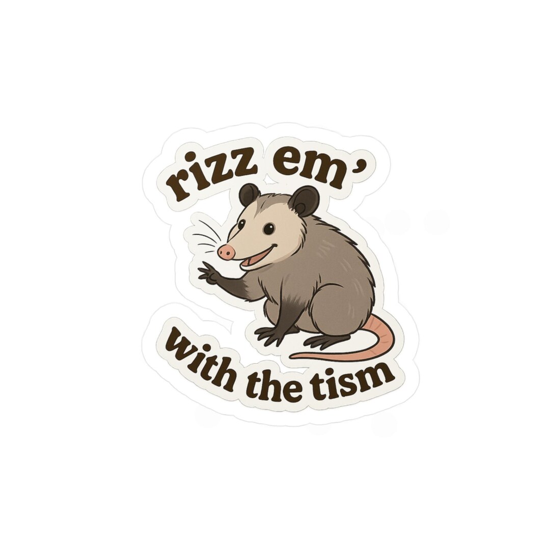 Rizz em' With the Tism Possum Sticker, Autism ADHD Neurodivergent Vinyl ...