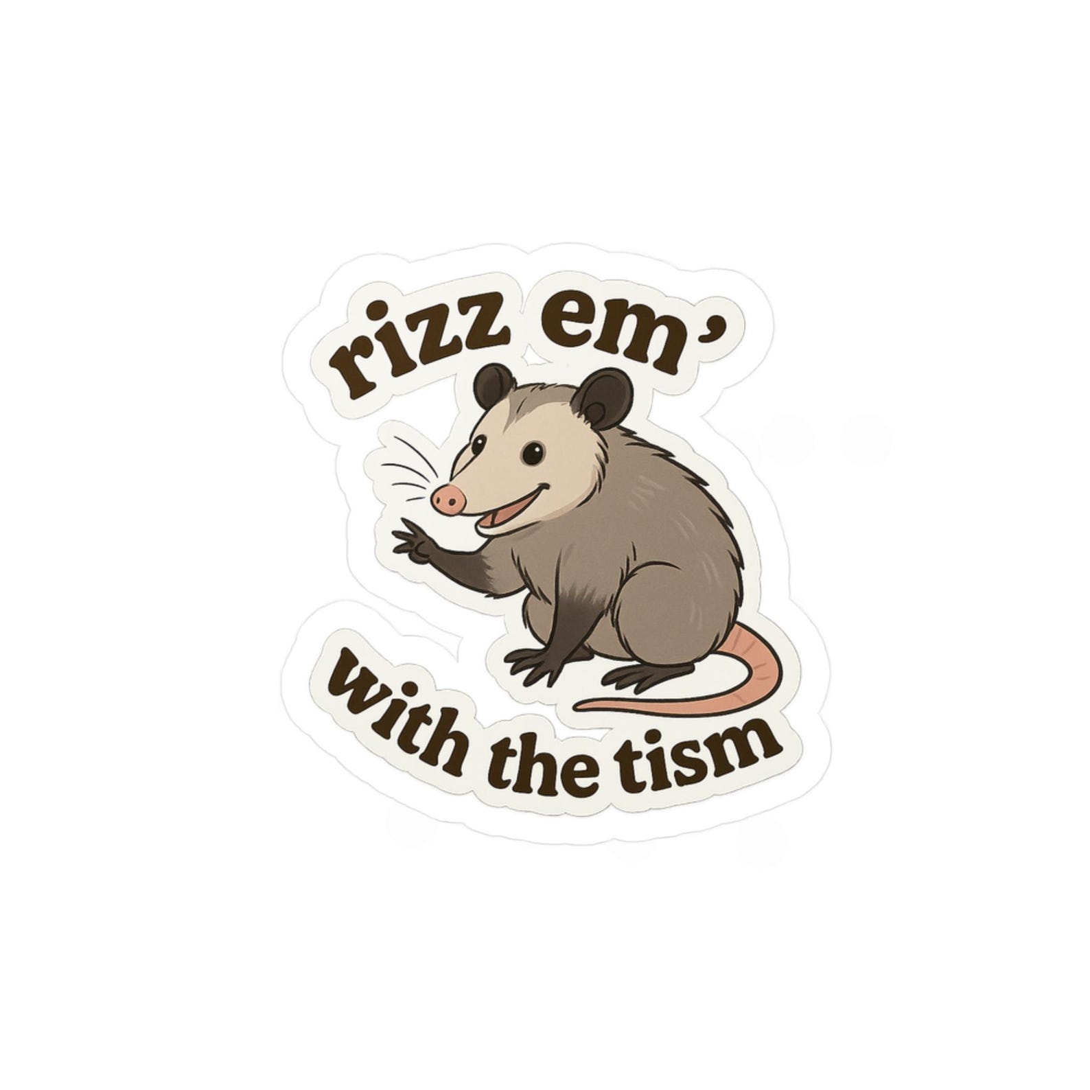 Rizz em' With the Tism Possum Sticker, Autism ADHD Neurodivergent Vinyl ...