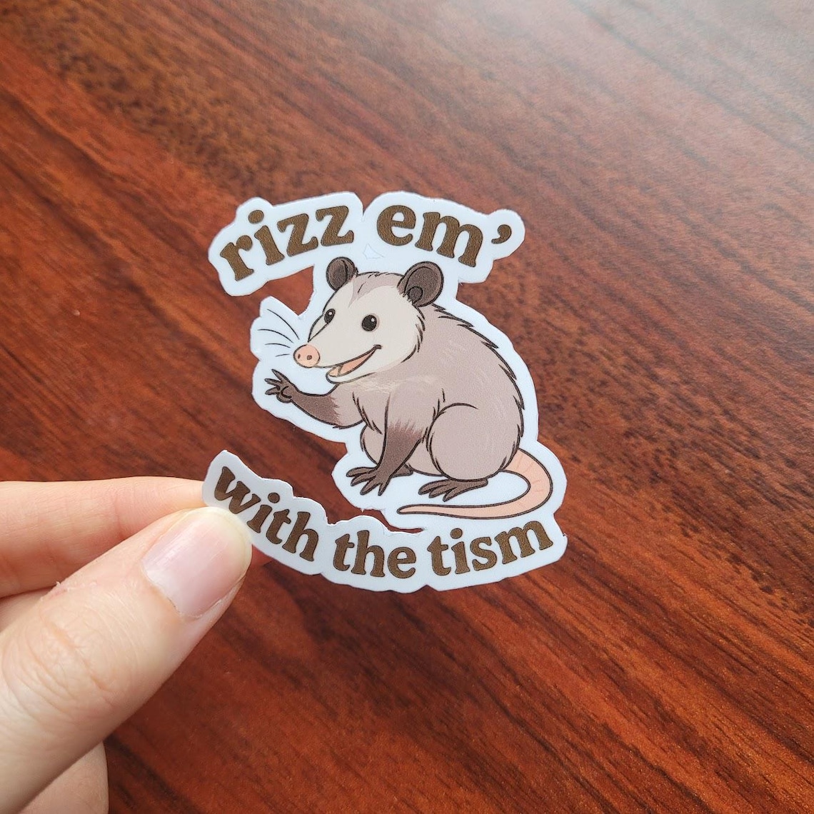 Rizz em' With the Tism Possum Sticker, Autism ADHD Neurodivergent Vinyl ...