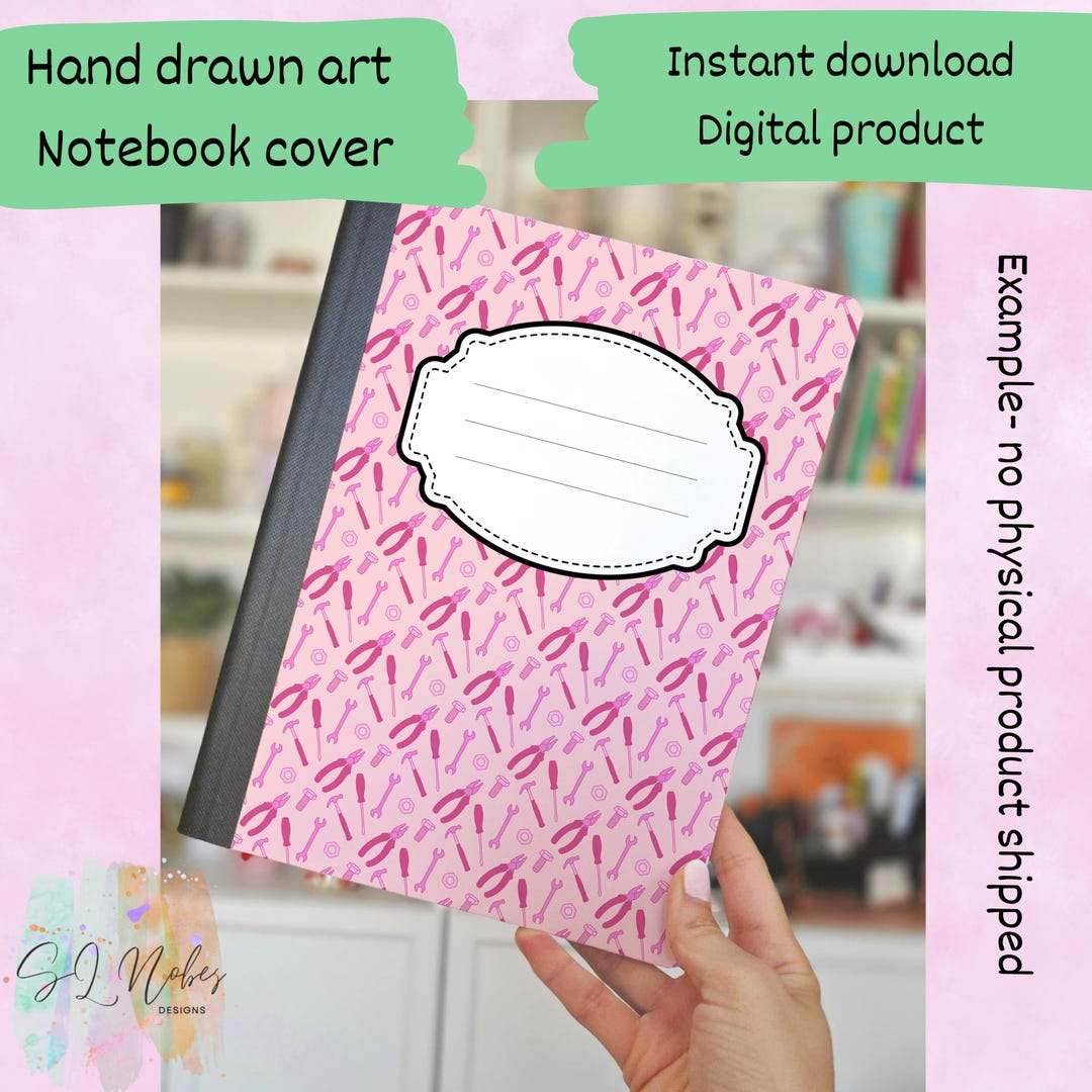 Pink Tools Notebook Cover Cute Girly Toolbox Hammers Screwdrivers ...