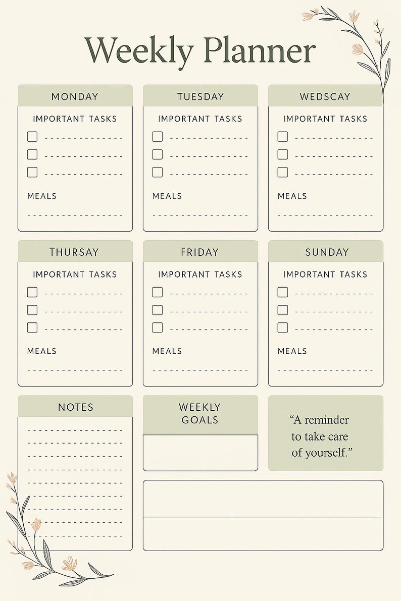 Boho Weekly Planner Printable, Digital A4 PDF Download, Goodnotes and ...