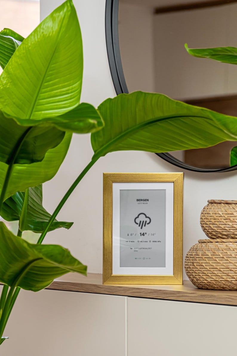Gold Digital Weather Eink Display Smart Frame | Inspirational Quote ...
