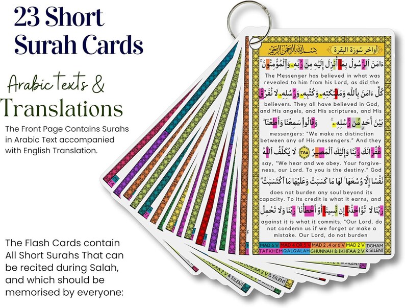 Short Surah Cards, Tajweed Learning, Quran Translation (digital ...