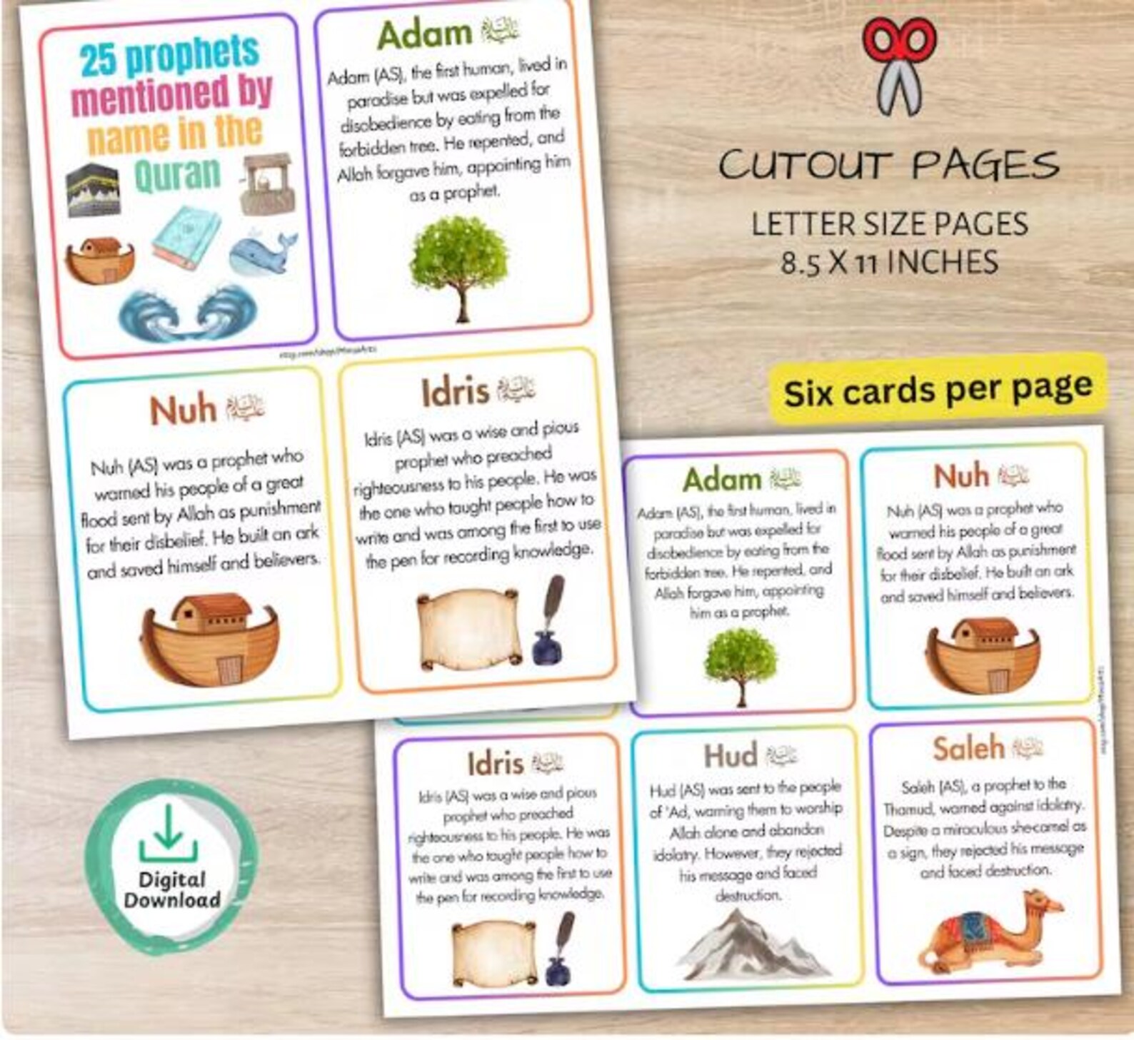 25 Prophets of Islam Flashcards | Quran Learning for Muslim Kids (PDF ...