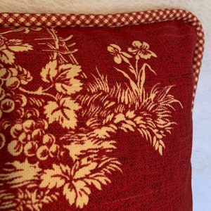 Country French Cottage Pillow Check Red White Cream Ivory Farm Fresh ...