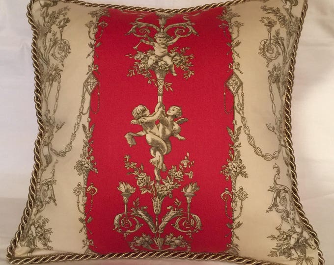 Set of 2 18" French Country Throw Pillows, Bosporus Flax Seafoam Green ...