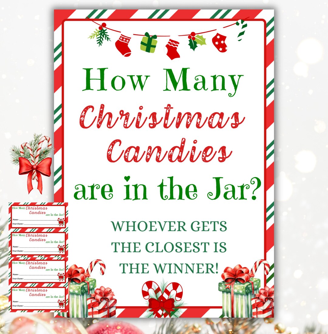 Guess How Many Candies in A Jar Christmas Game,christmas Candy Guessing ...