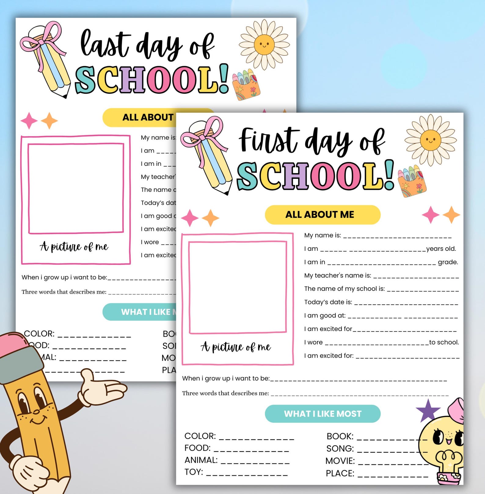First and Last Day of School Interview,first Day of School Printable ...