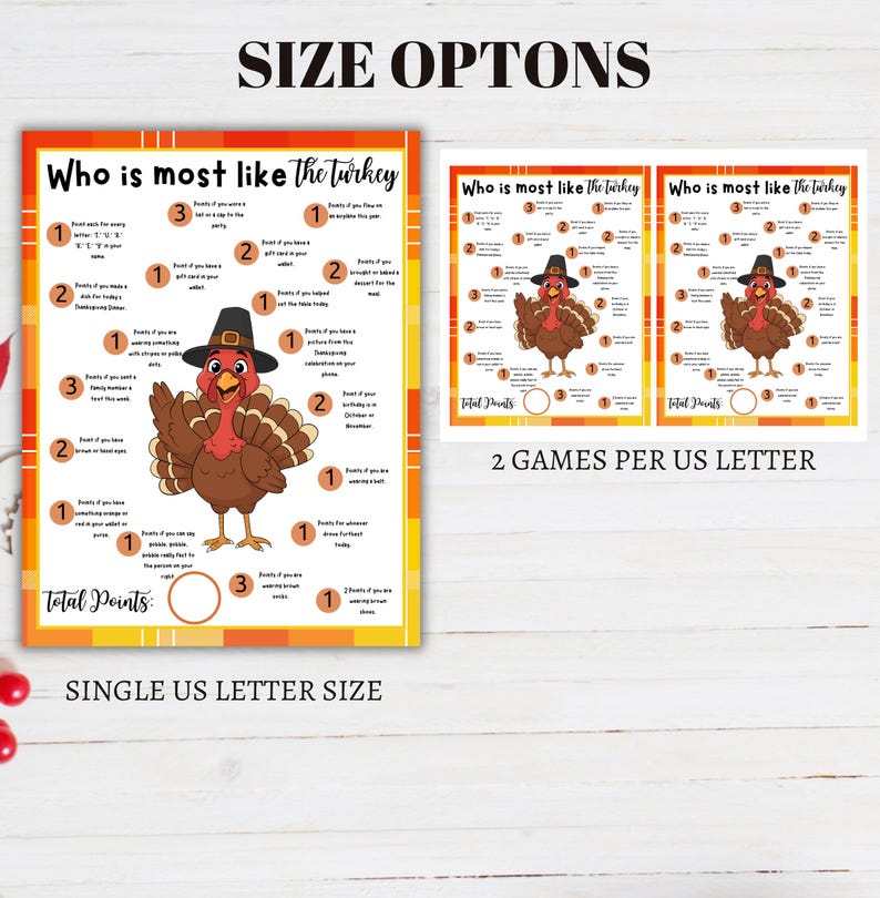 Who is Most Like a Turkey,turkey Trivia Game,thanksgiving Party Game ...