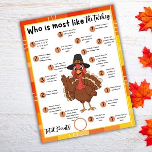 Who is Most Like a Turkey,turkey Trivia Game,thanksgiving Party Game ...