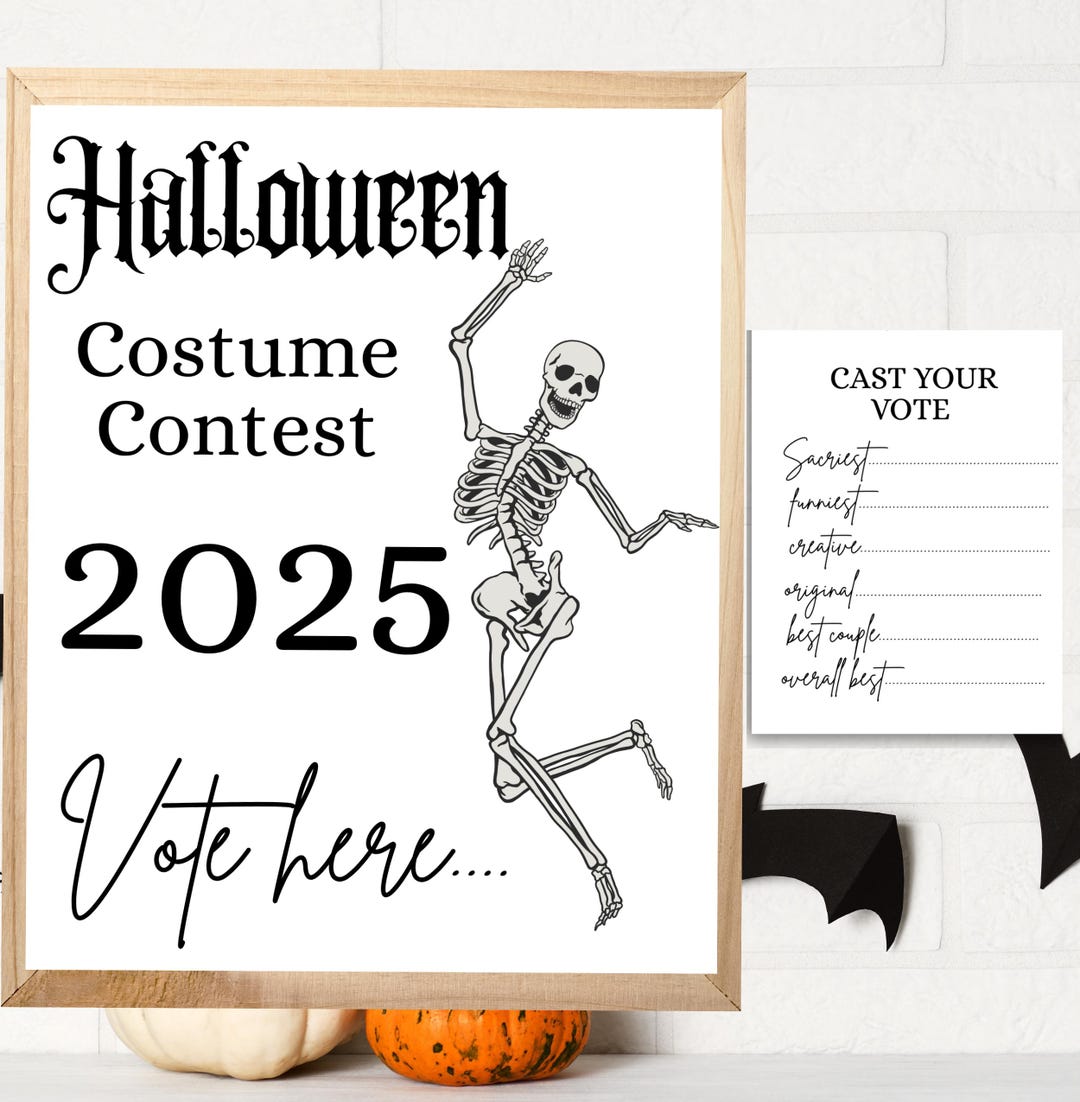 Printabe Halloween Costume Contest Sign 2025, Printable Skeleton ...