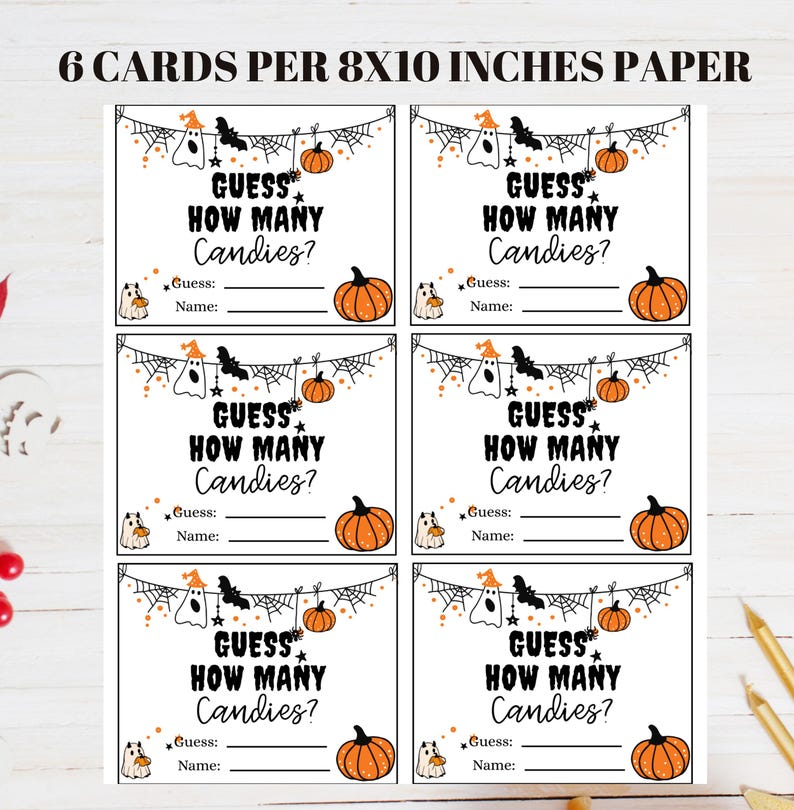 Guess How Many Candies Guessing Game Printable, Fun Halloween Game for ...