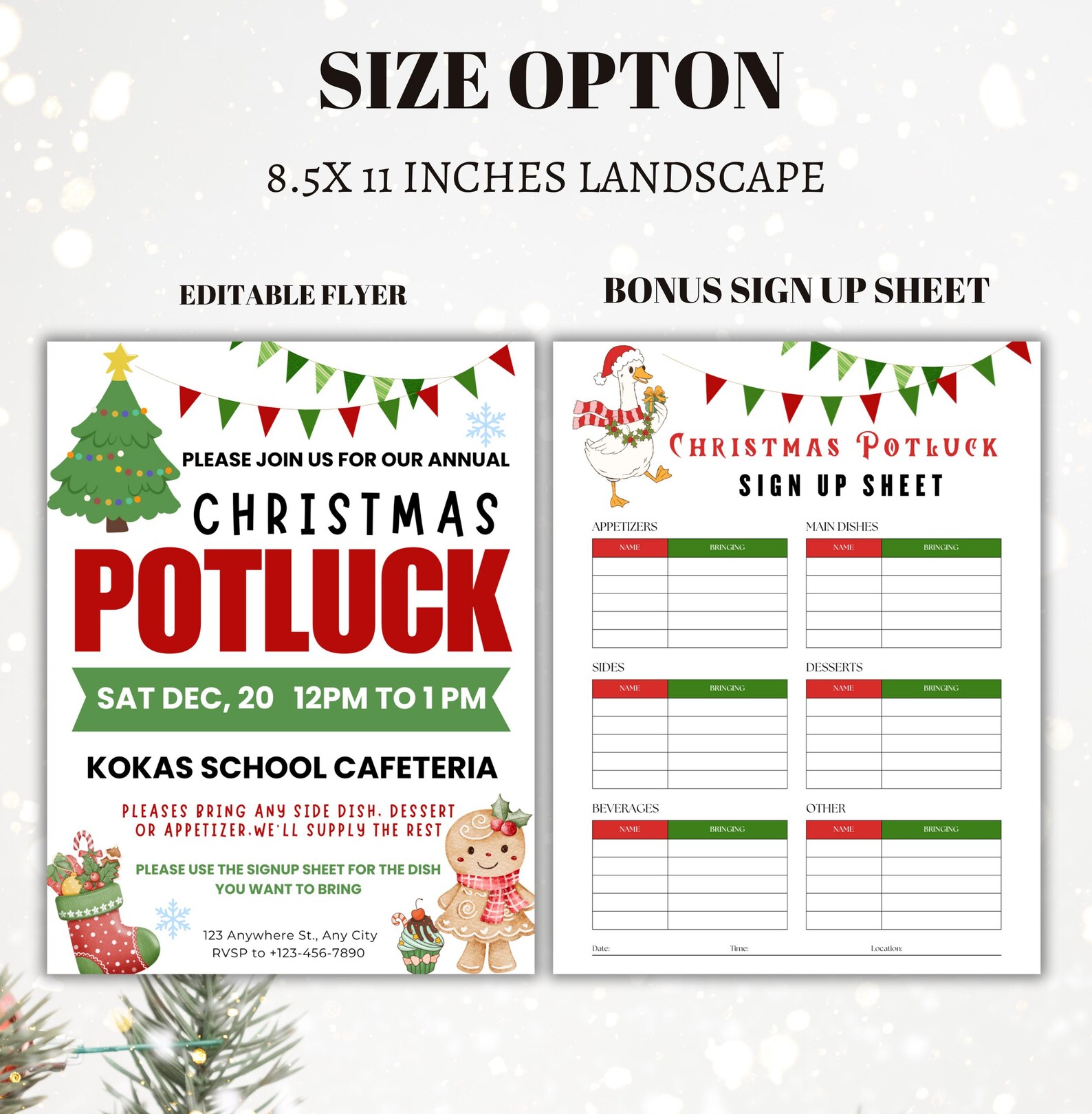 Editable Christmas Potluck Flyer, Christmas Potluck Flyer Template ...