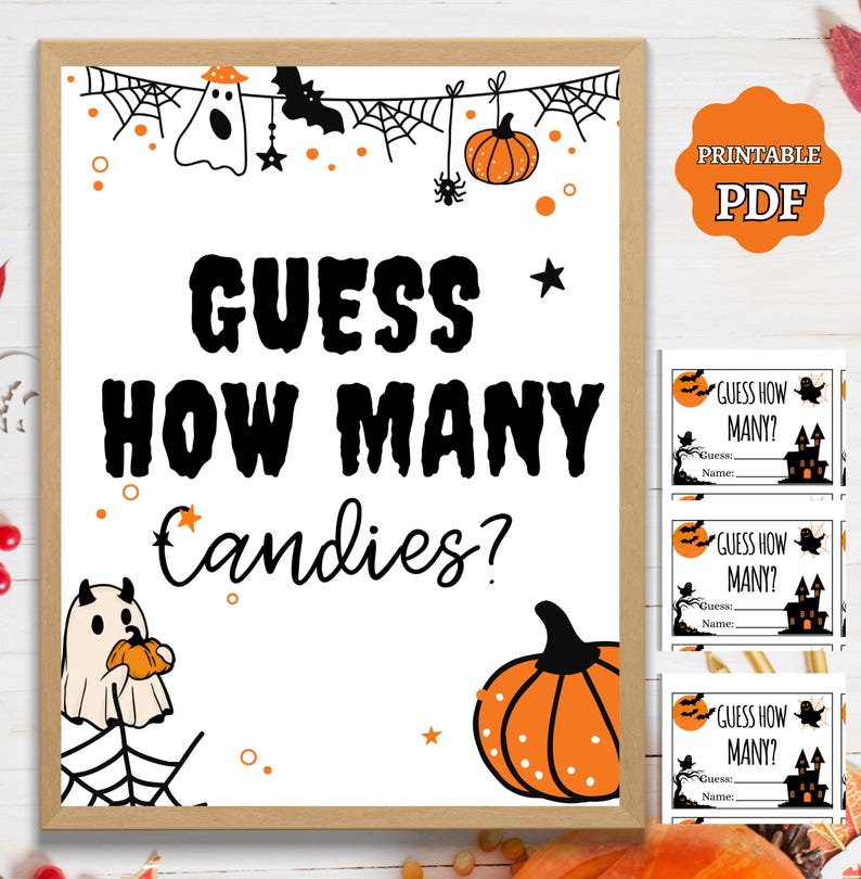 Guess How Many Candies Guessing Game Printable, Fun Halloween Game for ...