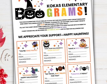 Boo Grams Fundraiser, Editable Halloween Candy Grams, Printable Boo ...