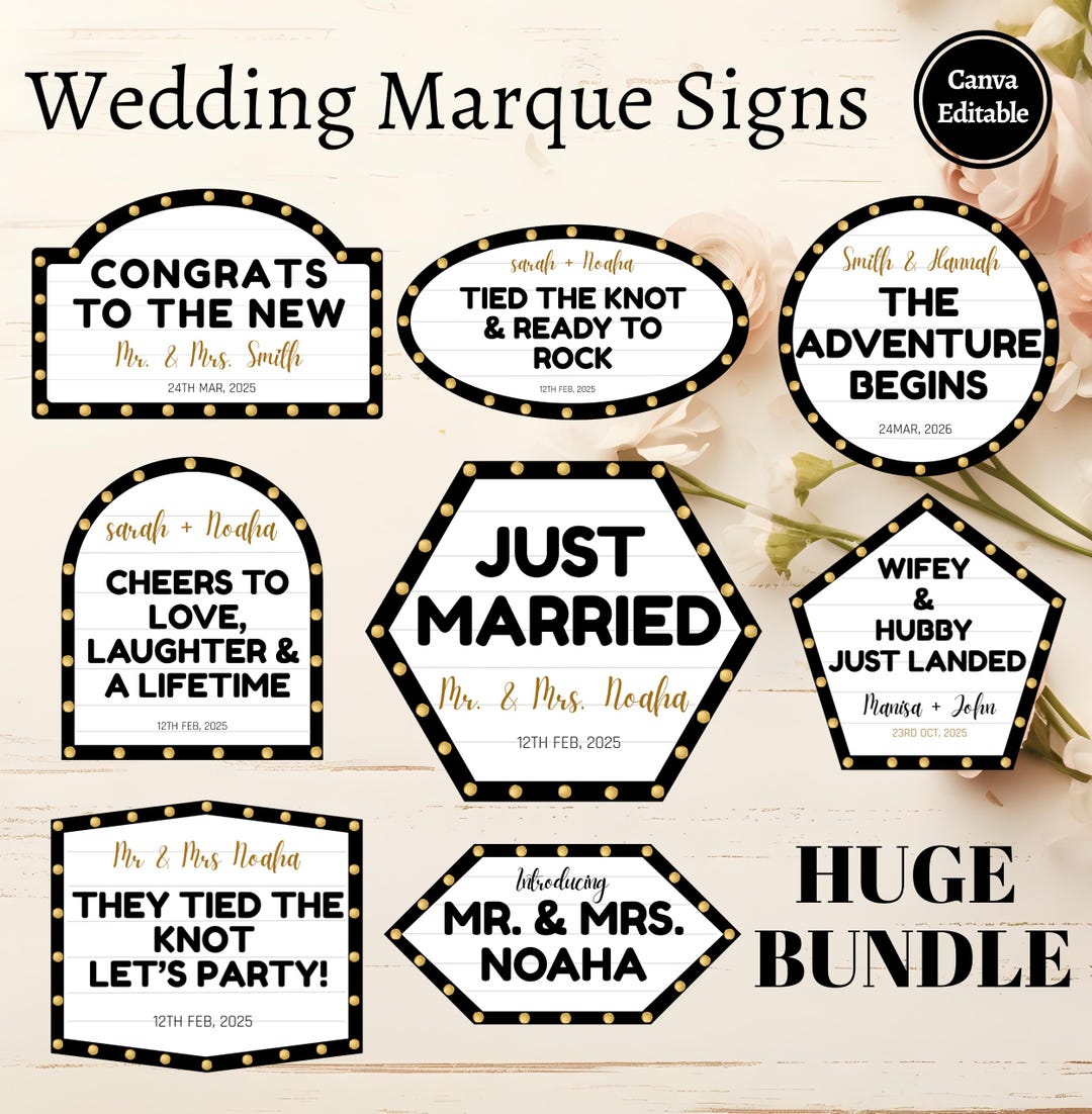 8 Editable Wedding Bottle Service Sign, Wedding Marquee Sign ...