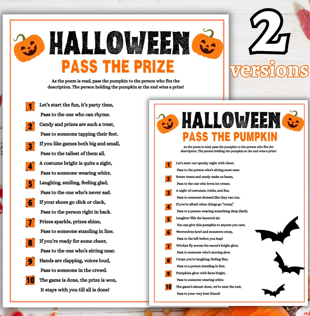 Halloween Pass the Pumpkin Game, Kids Halloween Game Printable ...