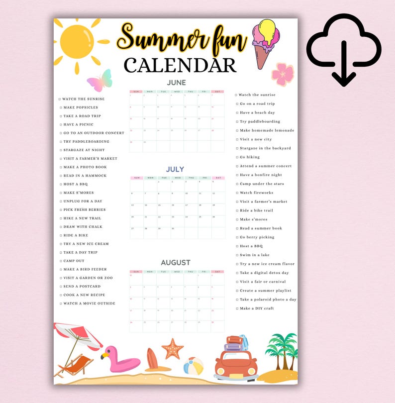 2025 Summer Calendar - Etsy