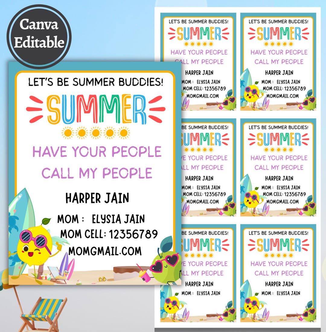 Editable Playdate Contact Cards Template,playdate Contact Card for Kids ...