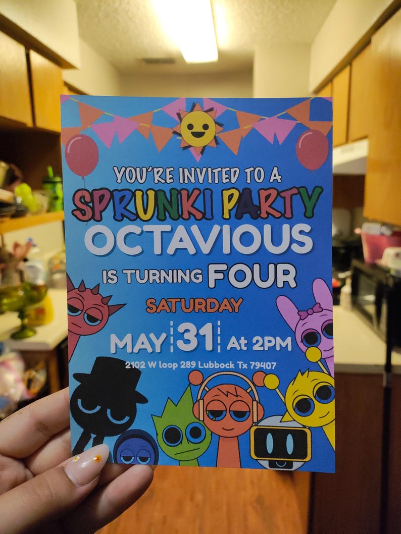 Sprunki Birthday Invitations Customizable (physical) - Etsy