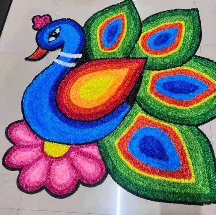 Feather Yarn Peacock Rangoli Mat – Diwali Festival Home Decor Accent - Etsy