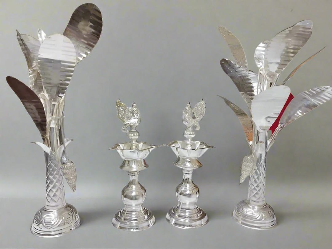 German Silver Banana Tree Pair for Housewarming Pooja/ Diwali/ Home ...