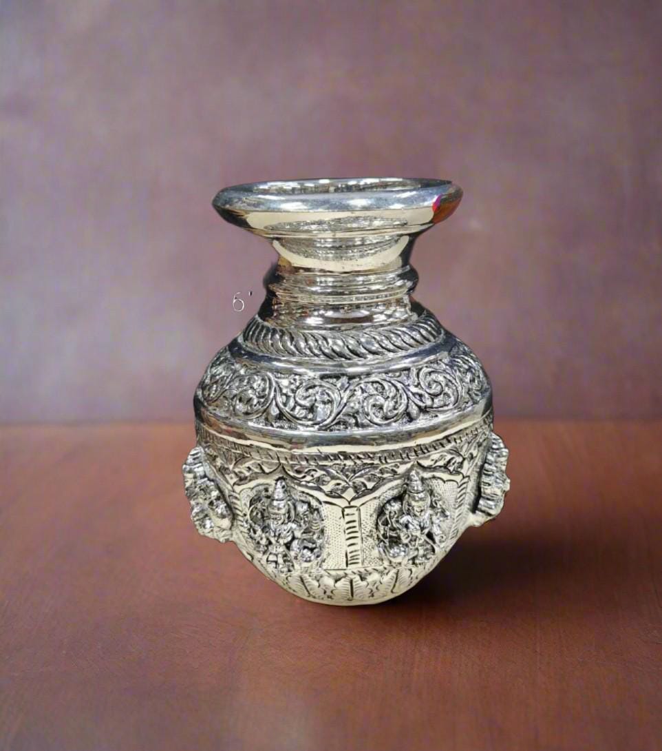 German Silver Lakshmi Kalash – Vara Lakshmi Pooja Accessory ...