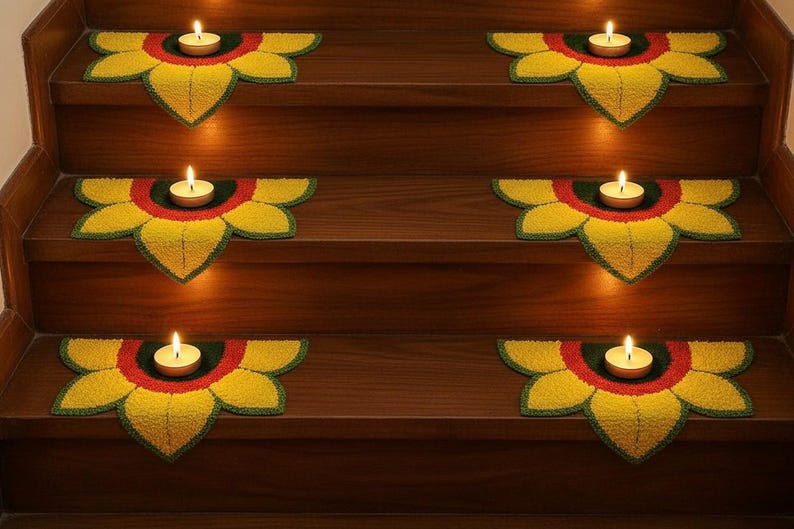 Sunflower Rangoli Mats – Set of 8 Festival Floor Decorations ...