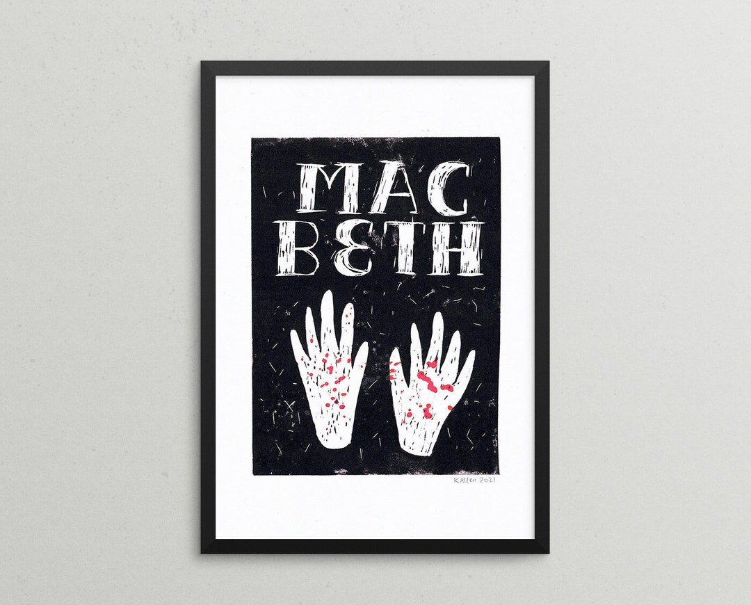 Macbeth Linoprint A4, Mid-century Modern Style, Minimalist Shakespeare ...