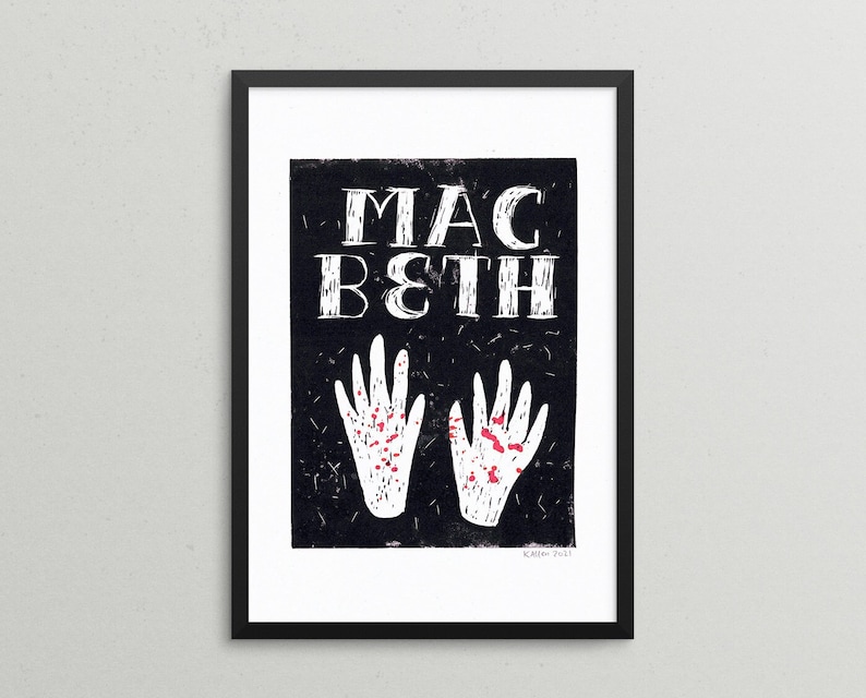 Macbeth Linoprint ‧ A4, Mid-century Modern Style, Minimalist ...