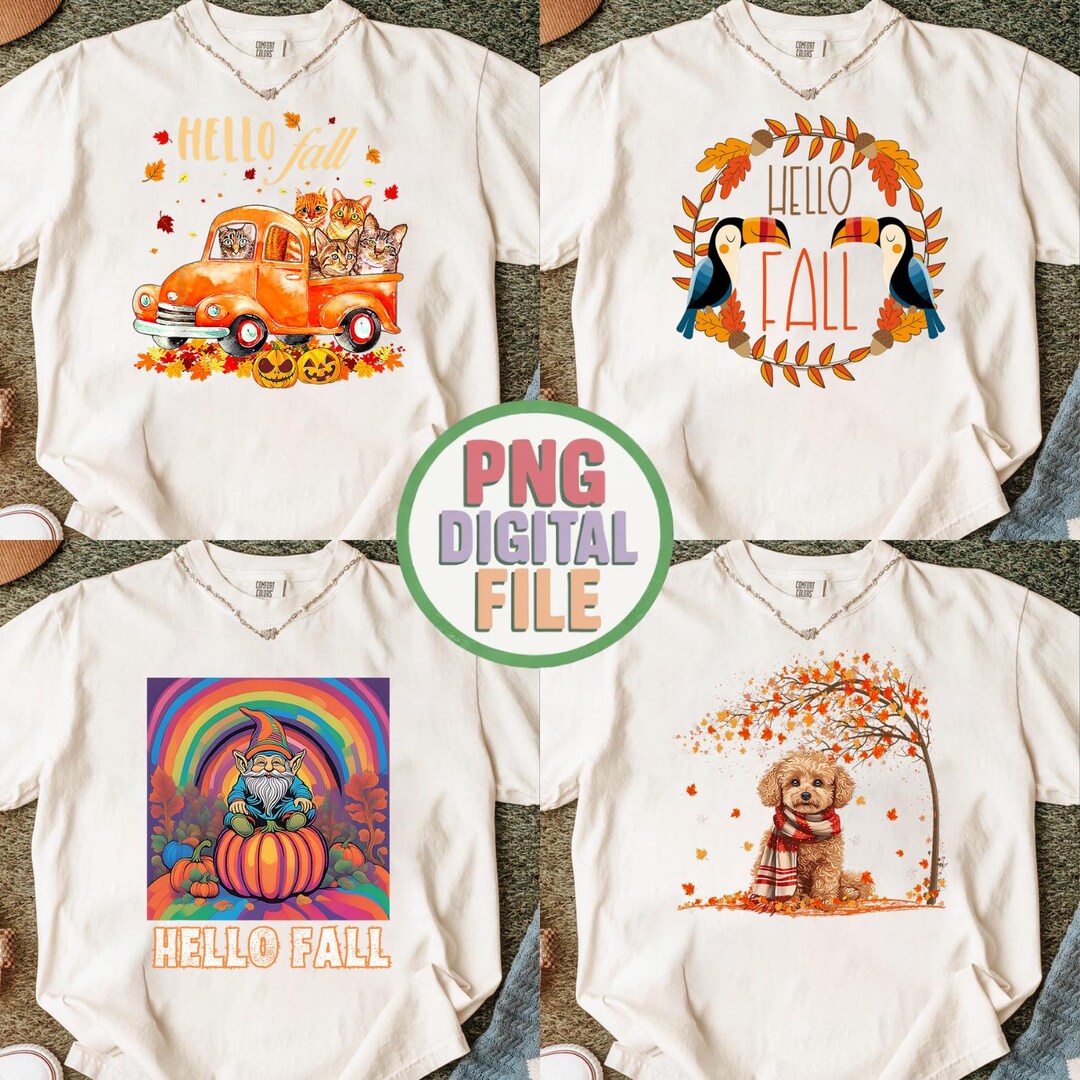 Fall Animals PNG Bundle, Toucan Birds Autumn, Hello Fall Plaid Truck ...