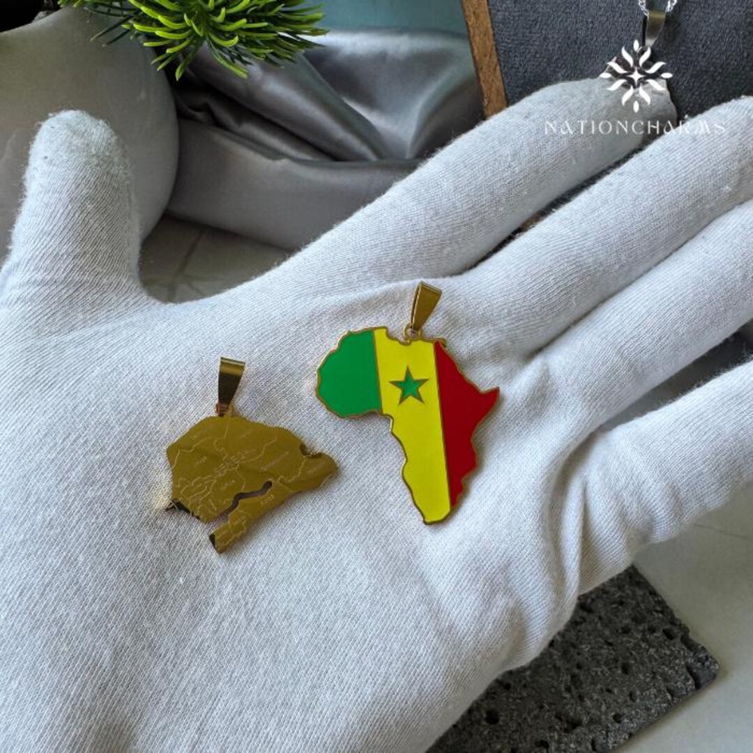 Senegal Map Outline Charms • Stainless Steel Gold Plated Charm ...