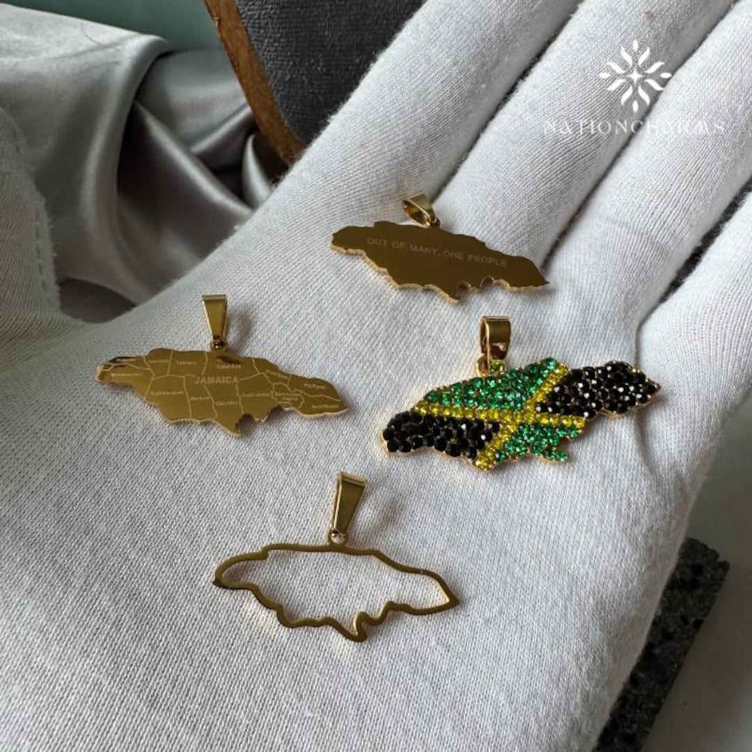 Jamaica Map Outline Charms • Stainless Steel Gold Plated Charms ...
